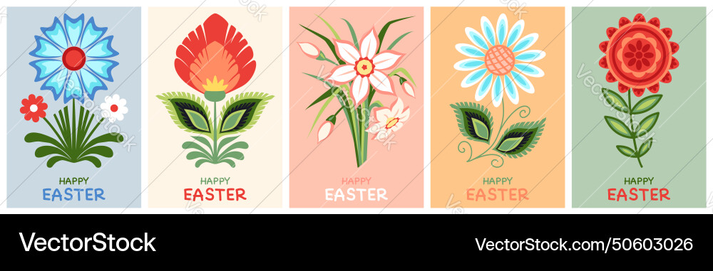Easter poster with flower Royalty Free Vector Image