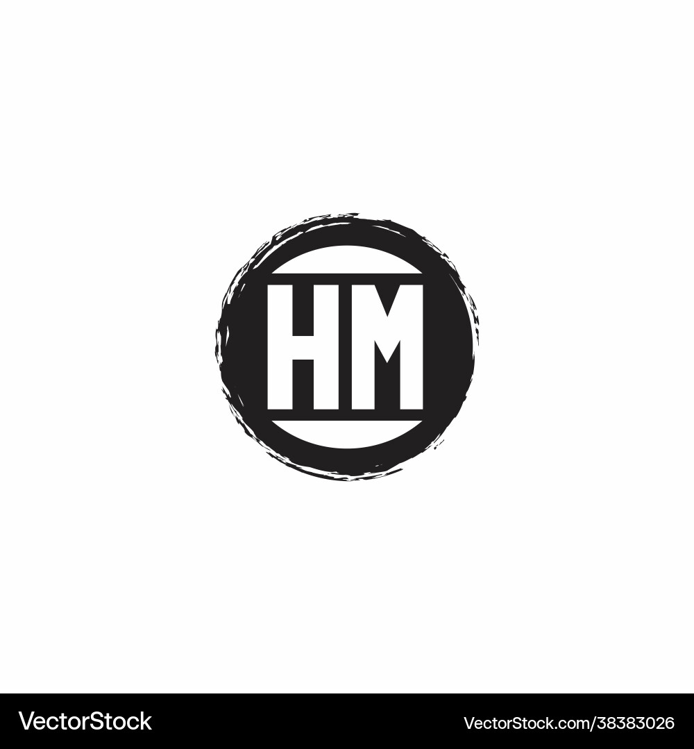 HM Monogram Letter Logo - Abstract Circle Vector Image