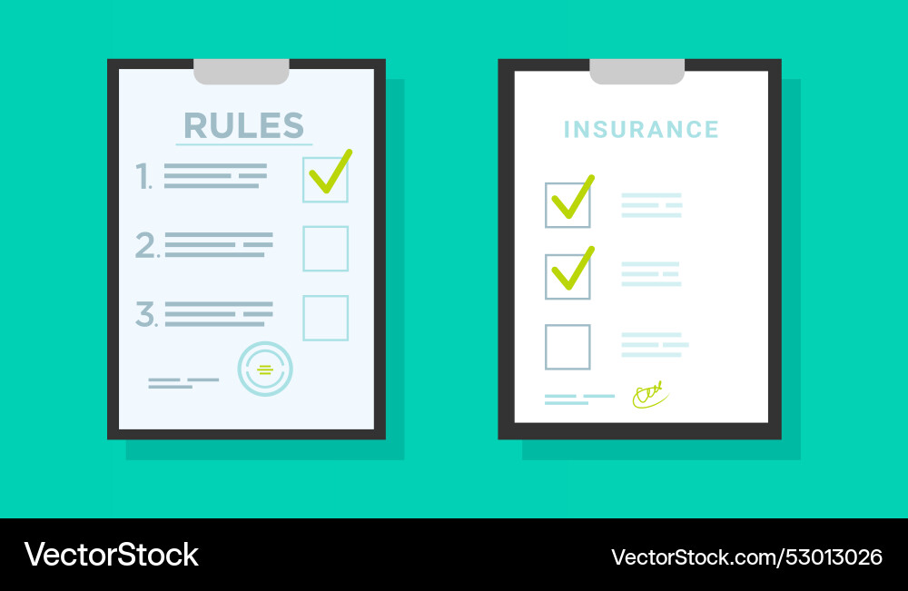Insurance and rules document in a flat design Vector Image