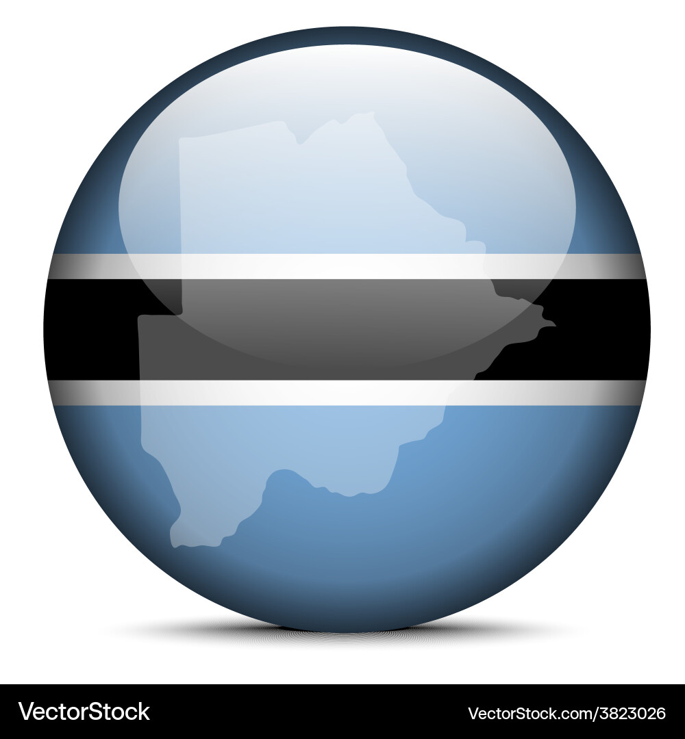 Map on flag button of republic botswana Royalty Free Vector