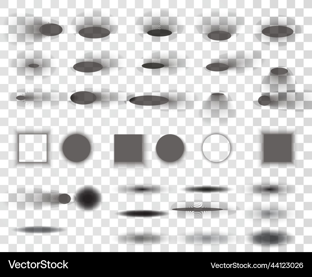 Shadows set isolated on transparent background Vector Image