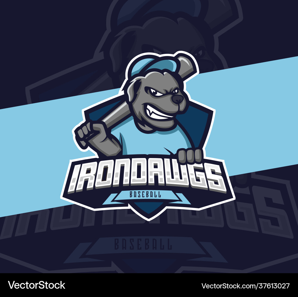 Angry dog baseball mascot logo design Royalty Free Vector
