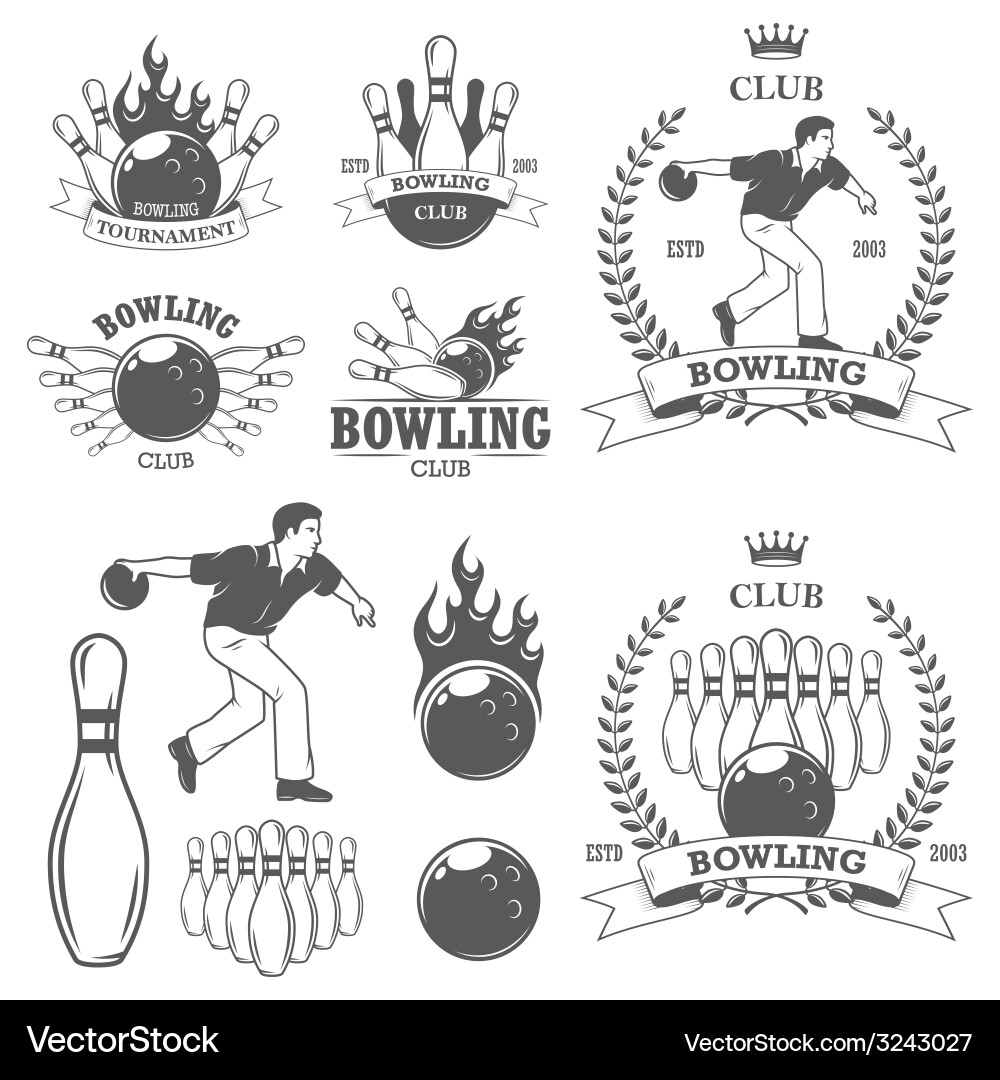 Bowling Badges & Labels Royalty Free Vector Image