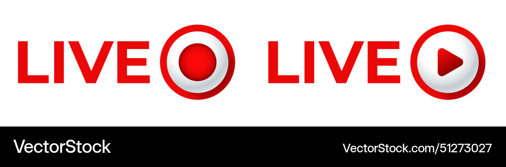 Broadcast red video logo live icon online Vector Image