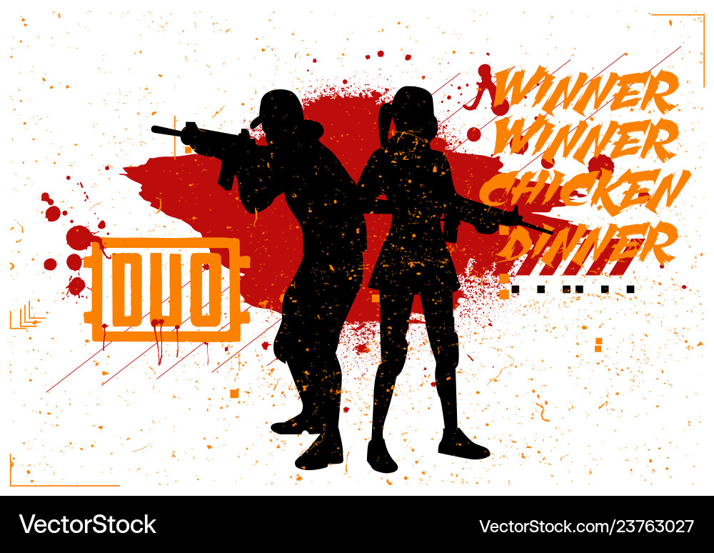 Duo woman and man in pubg Royalty Free Vector Image