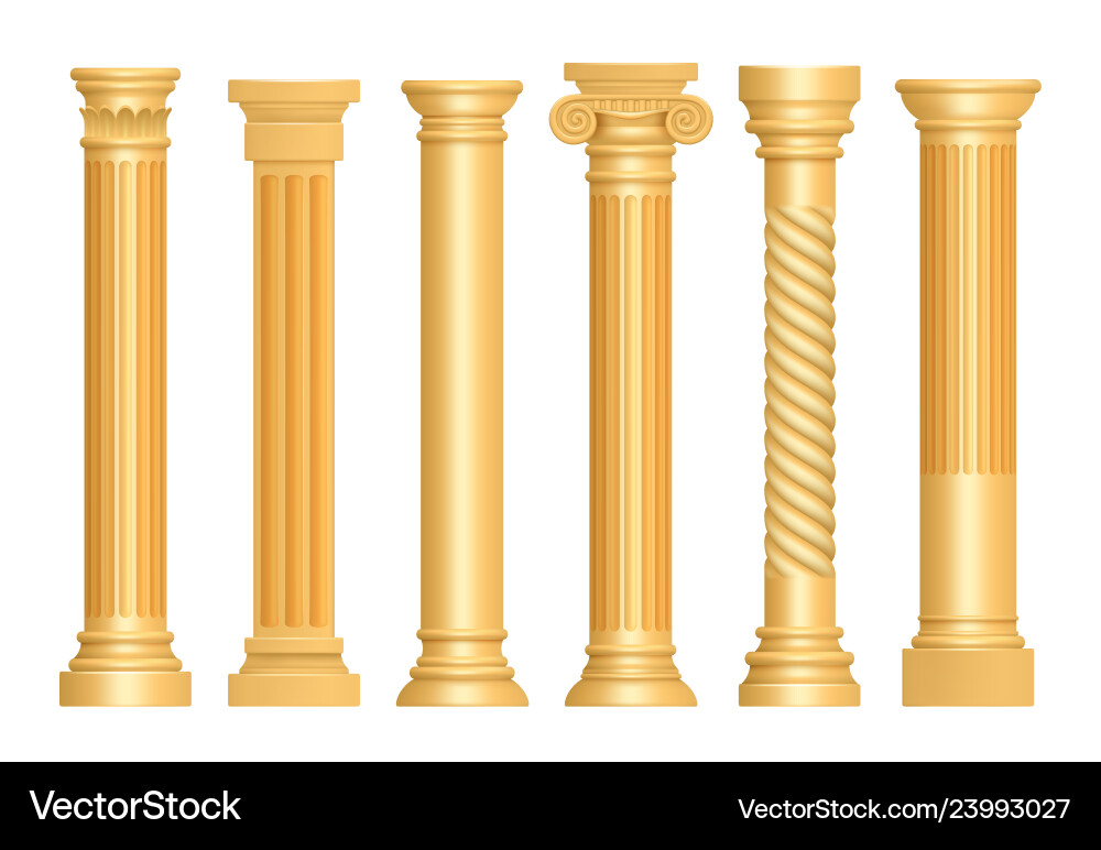 Golden antique column classic roman pillars Vector Image