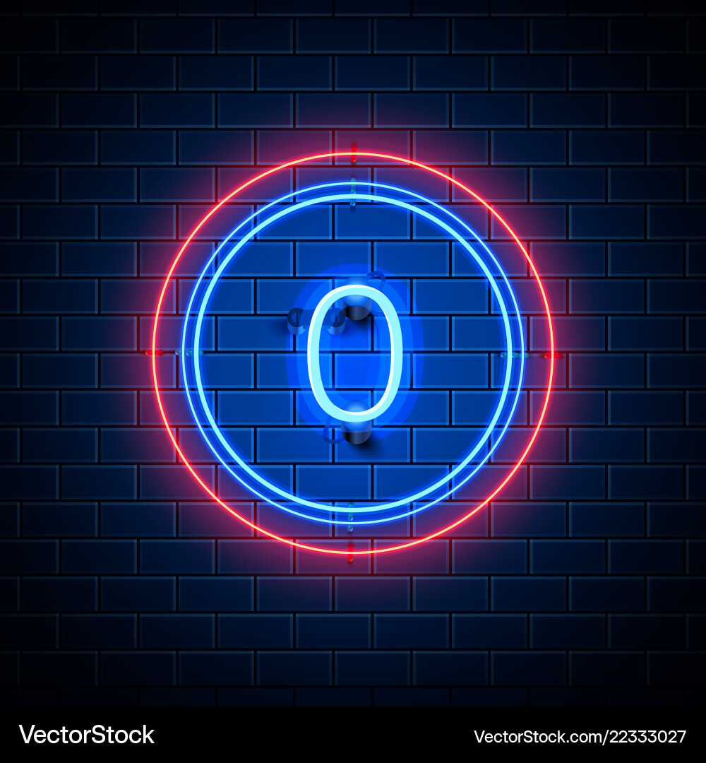 Neon Zero Sign Royalty Free Vector Image - VectorStock
