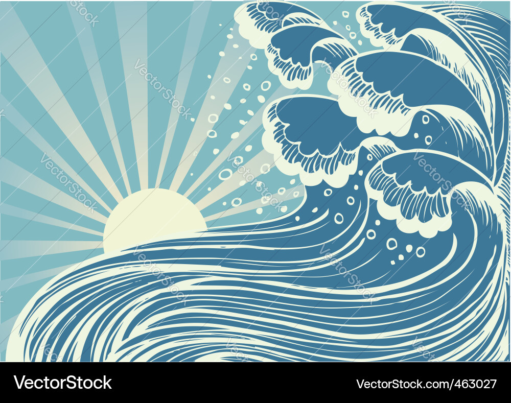 Ocean Wave Poster Royalty Free Vector Image - VectorStock