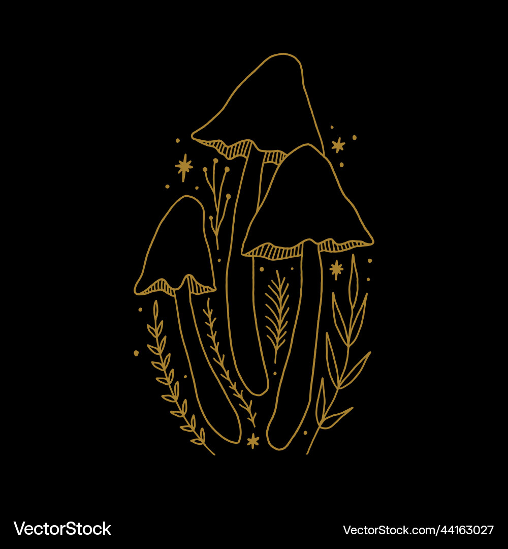 Witchcraft celestial toadstool mushroom Royalty Free Vector