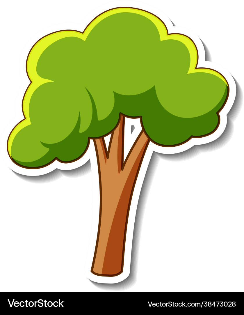 A sticker template with tree in cartoon style Vector Image