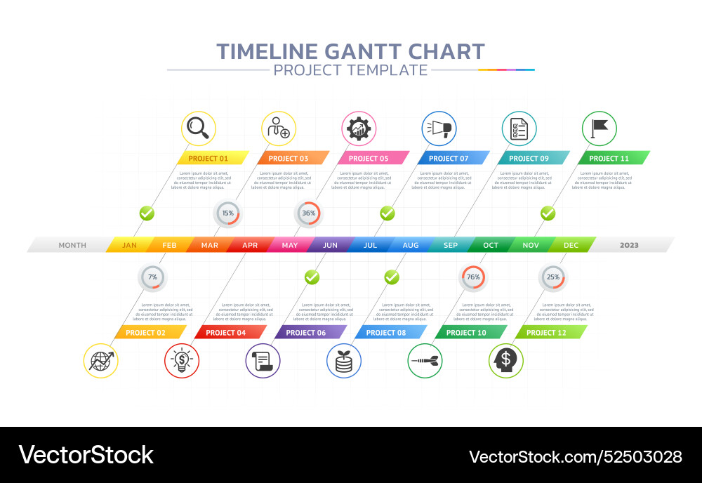 Gantt-chart-03 Royalty Free Vector Image - VectorStock