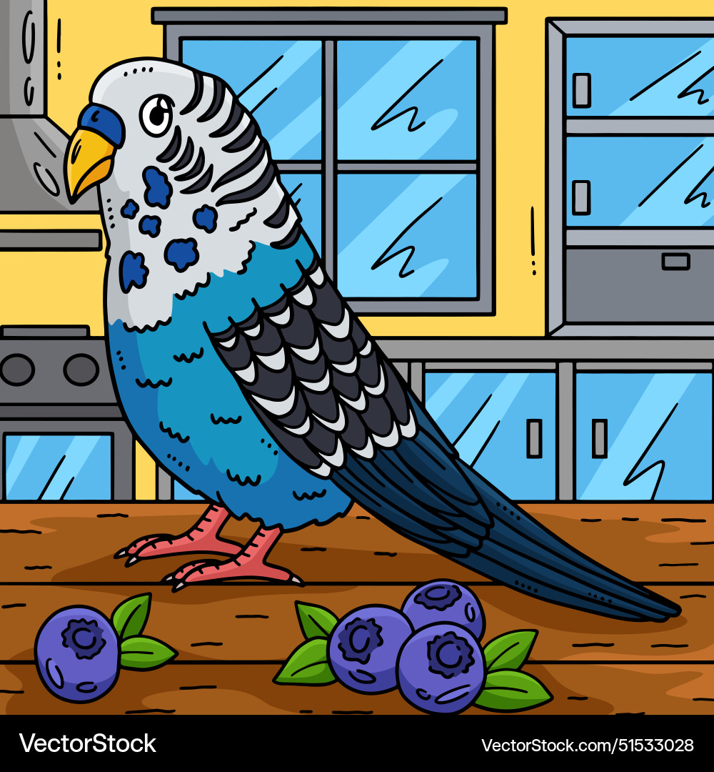 Parakeet bird colored cartoon Royalty Free Vector Image