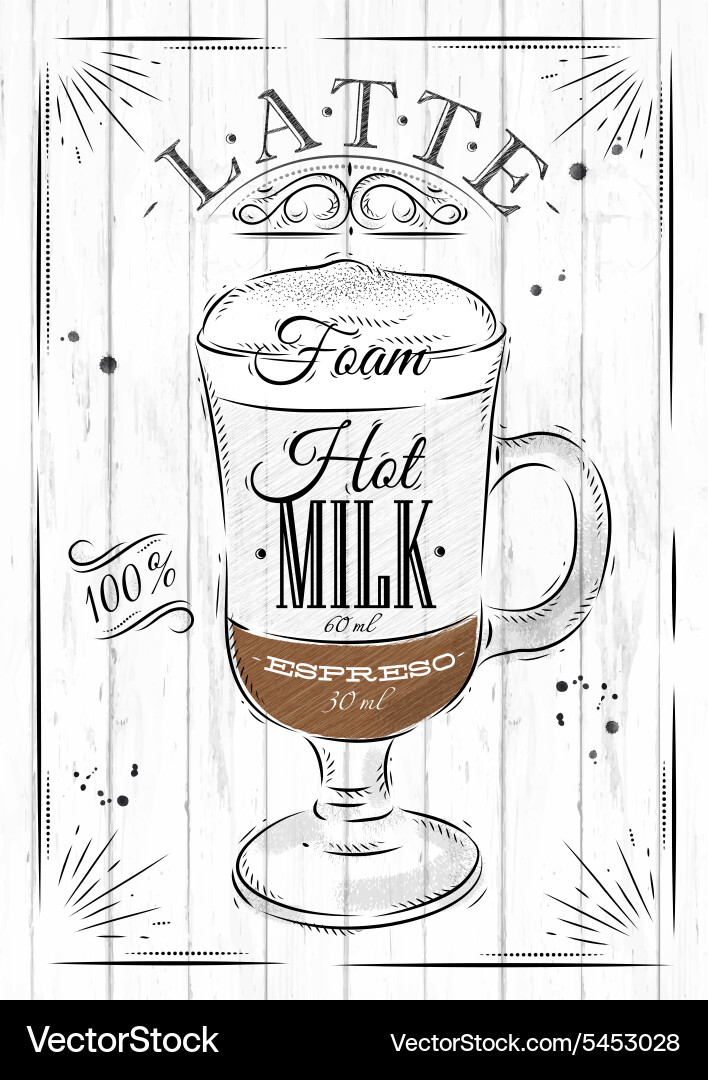 Poster latte Royalty Free Vector Image - VectorStock