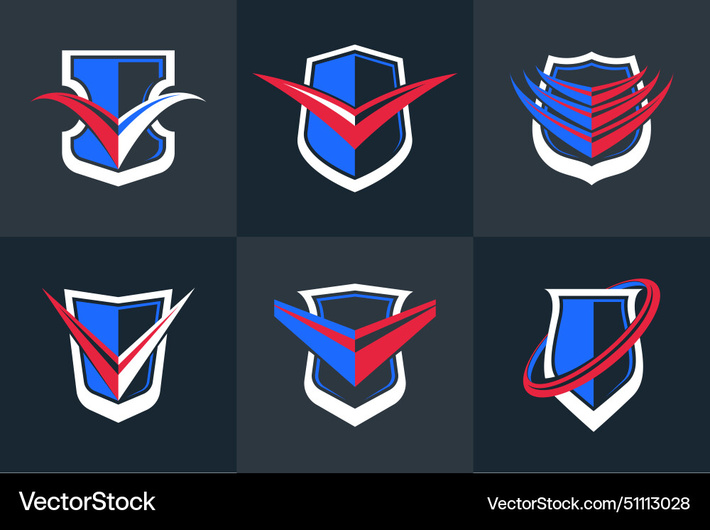 Shield logos set different ammo protection Vector Image