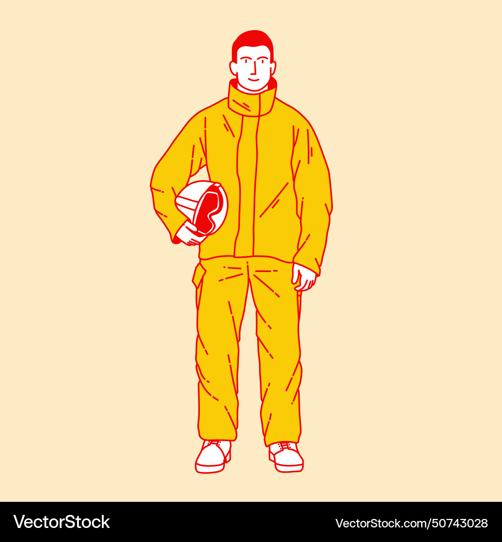 Simple cartoon of a firefighter 6 Royalty Free Vector Image