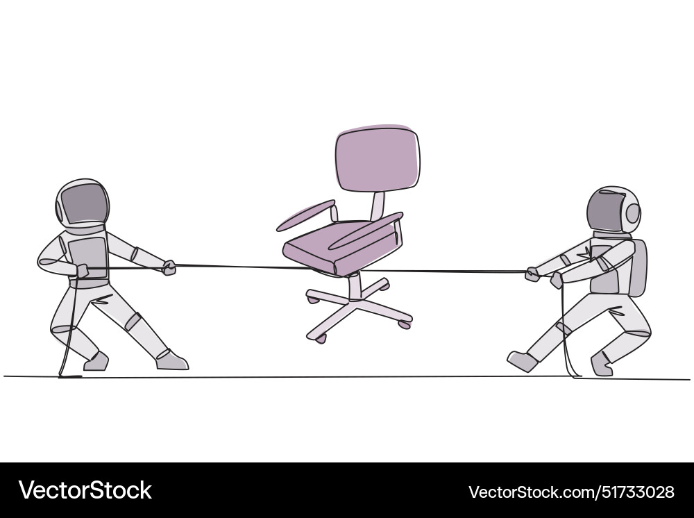 Single continuous line drawing two astronauts Vector Image