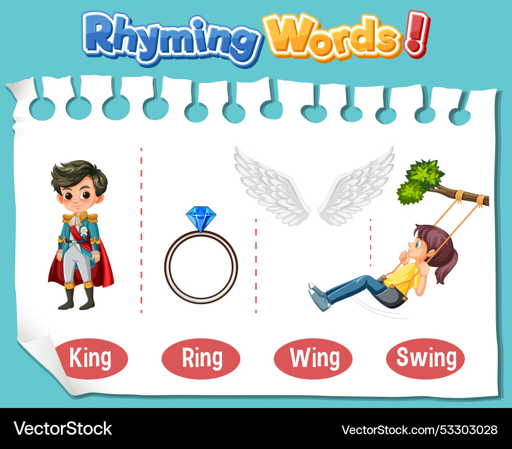 Words that rhyme Royalty Free Vector Image - VectorStock