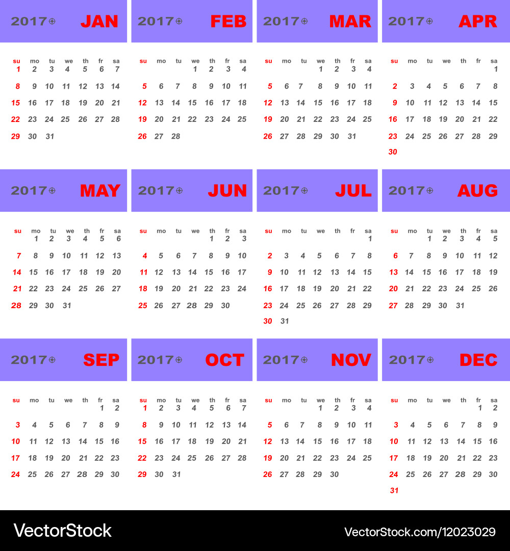 2017 calendar template for business use Royalty Free Vector