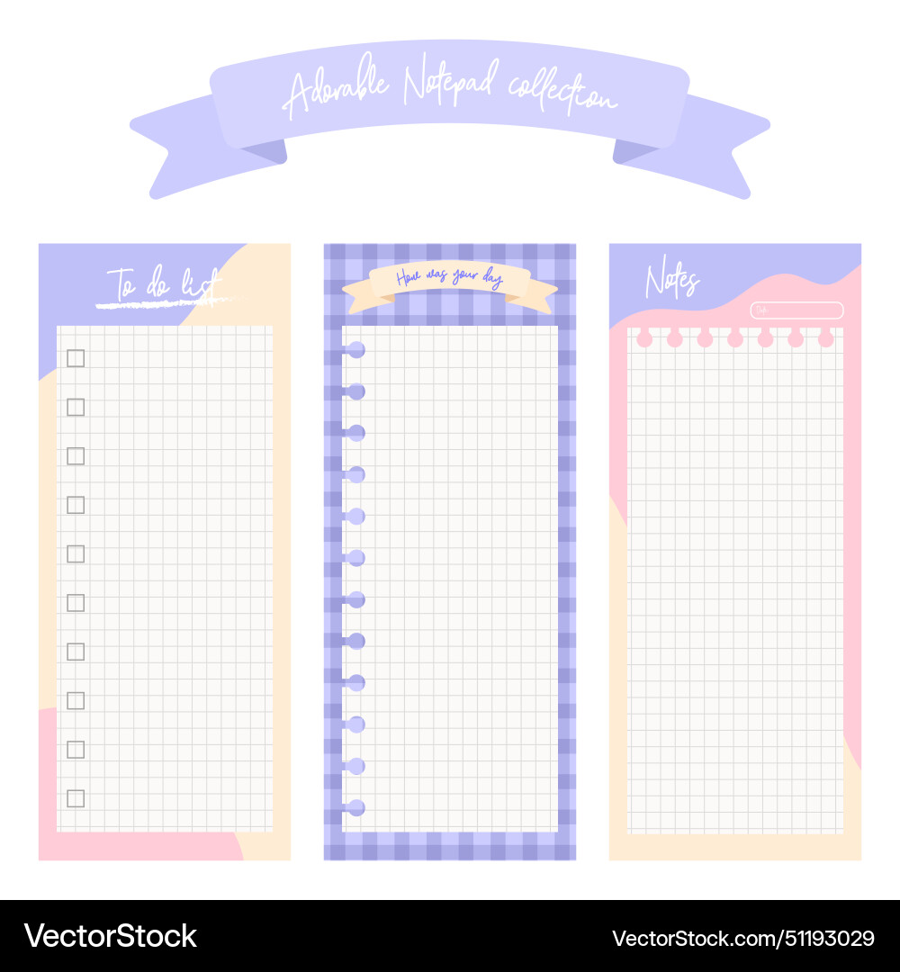 Adorable notepad collection to do list journal Vector Image