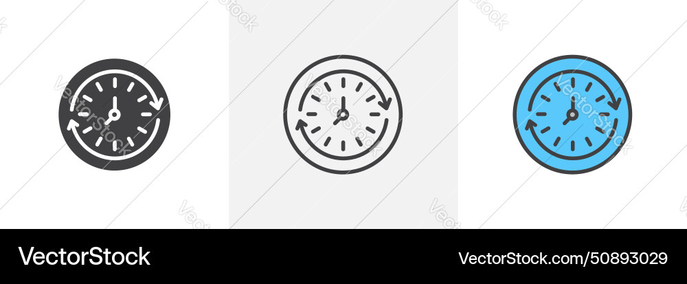 Course of time icon set clock countdown Royalty Free Vector