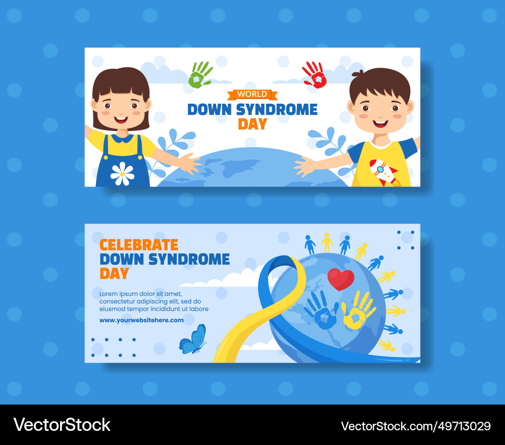 Down syndrome day horizontal banner flat cartoon Vector Image