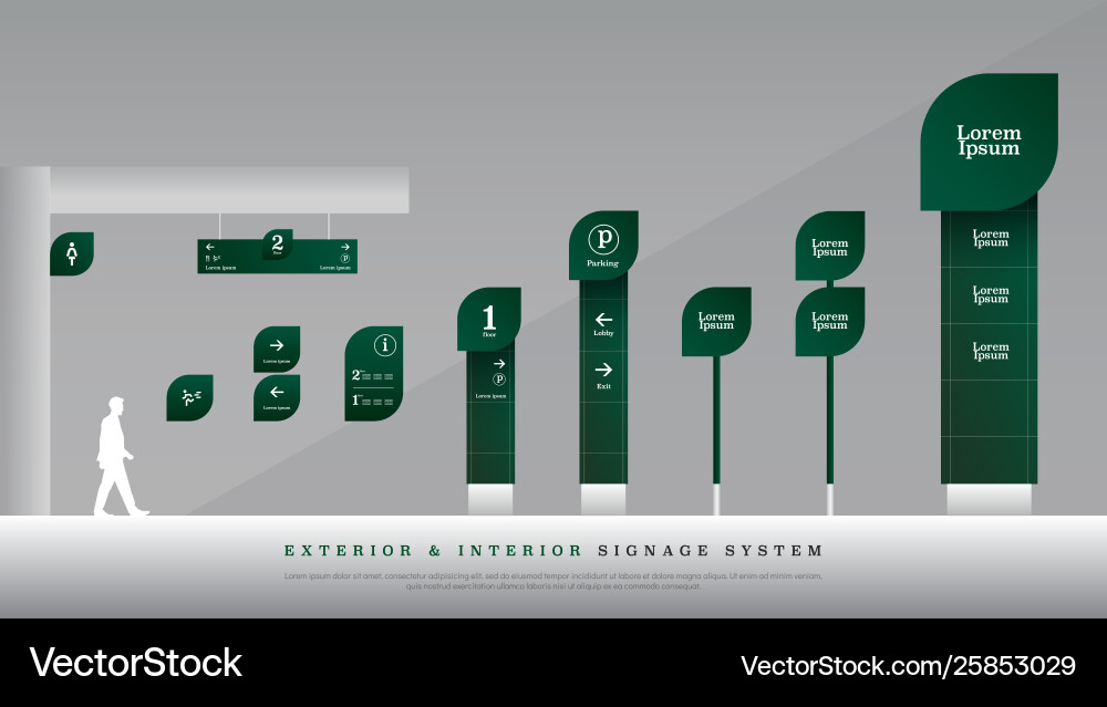 Exterior and interior signage directional pole Vector Image