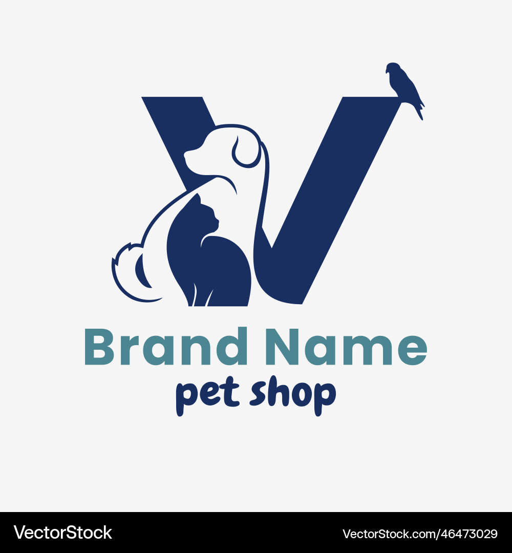 Initial letter v pets logo design Royalty Free Vector Image