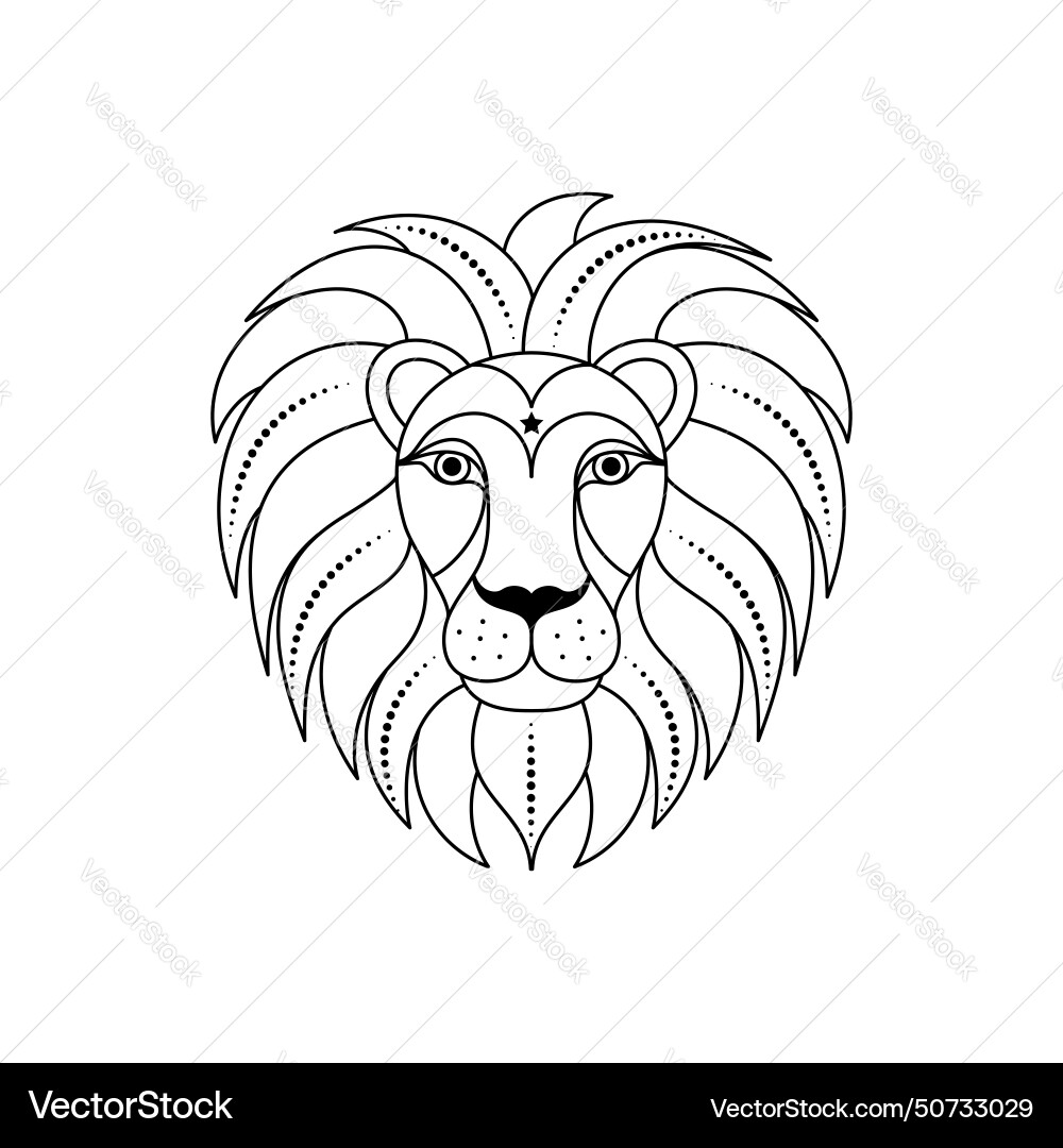 Leo zodiac sign in linear style on white Vector Image
