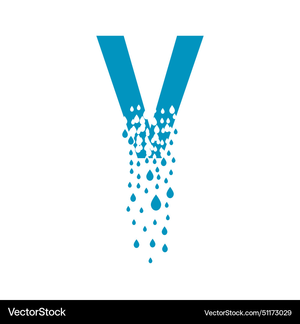 Letter v dissolves into droplets drops of liquid Vector Image
