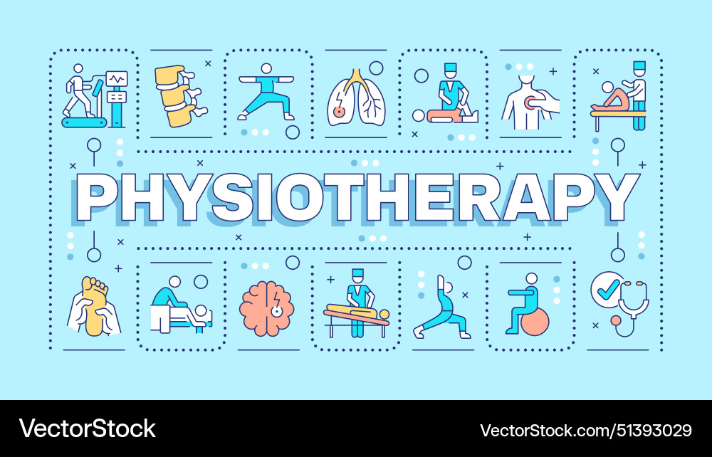 Physiotherapy blue word concept Royalty Free Vector Image