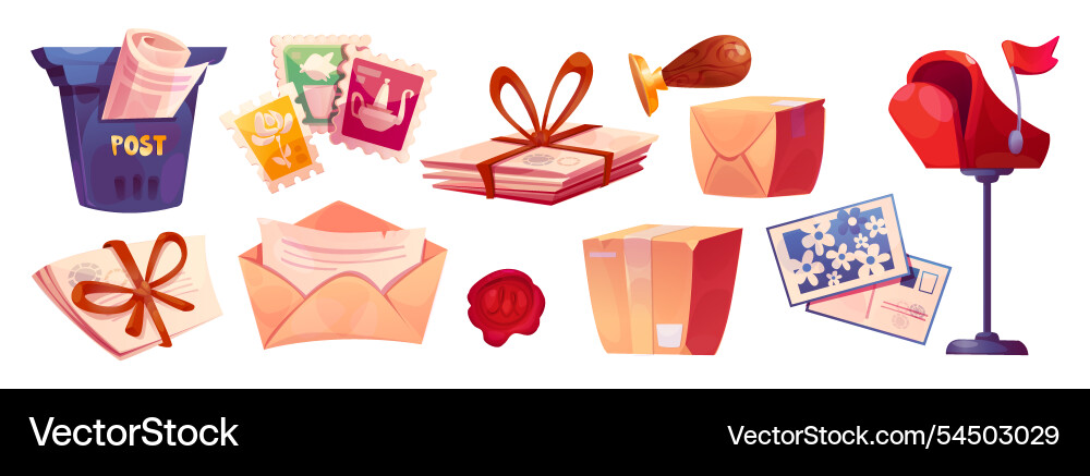 Postal collection with cartoon letterbox Vector Image