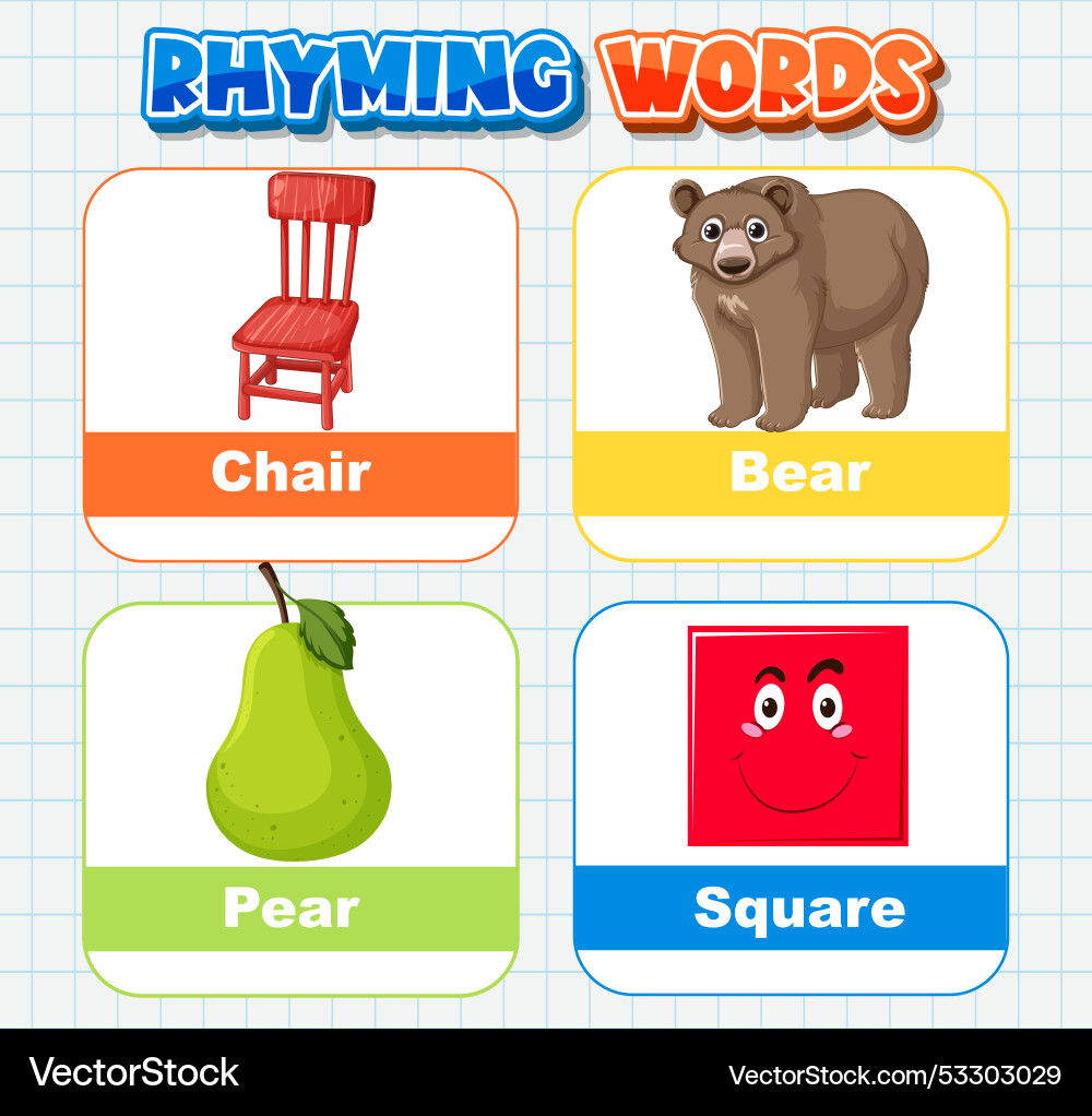 Rhyming words with images Royalty Free Vector Image