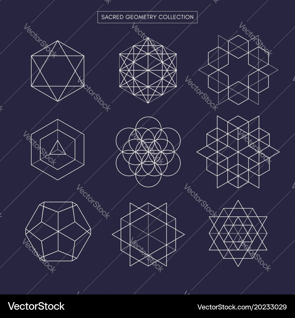 Sacred Geometry Outline Collection Royalty Free Vector Image