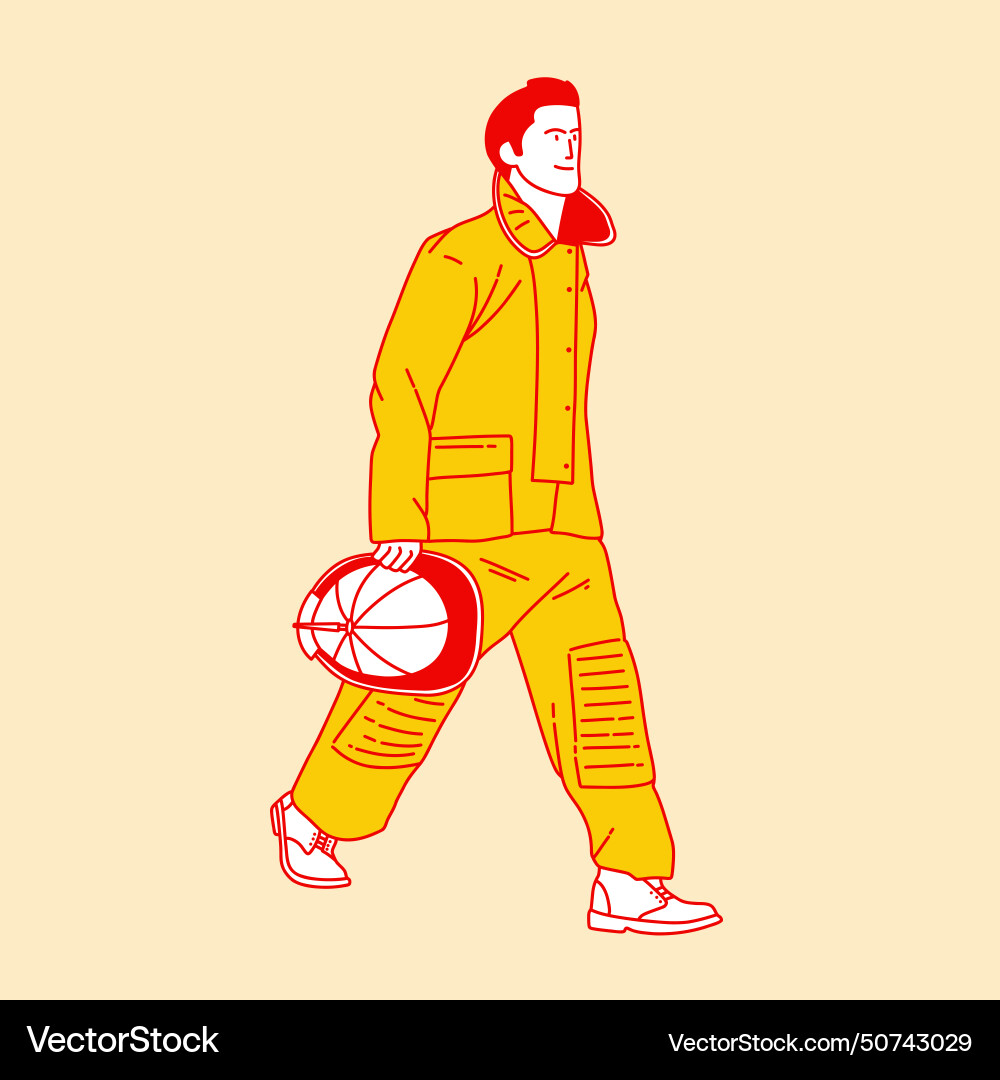 Simple cartoon of a firefighter 5 Royalty Free Vector Image