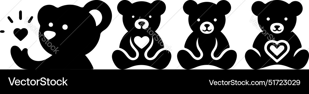 Teddy silhouette set Royalty Free Vector Image