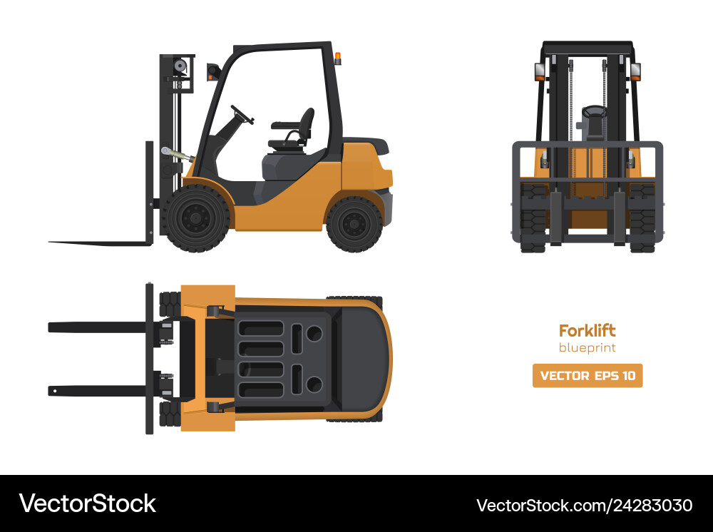 Forklift in realistic style top side front view Vector Image