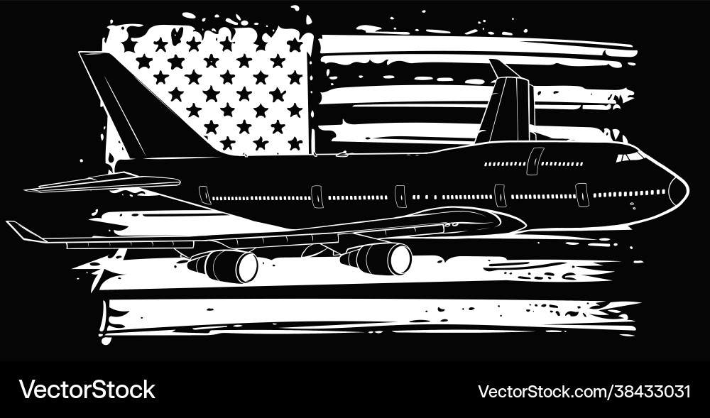 Airplane with american flag Royalty Free Vector Image