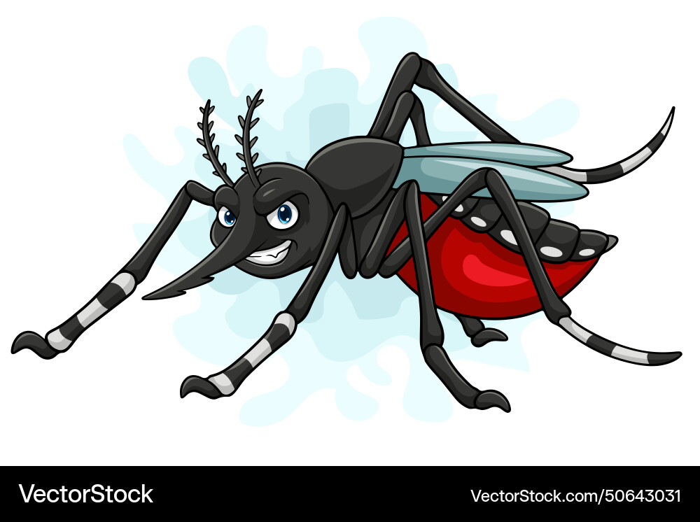 Cartoon mosquito on white background Royalty Free Vector