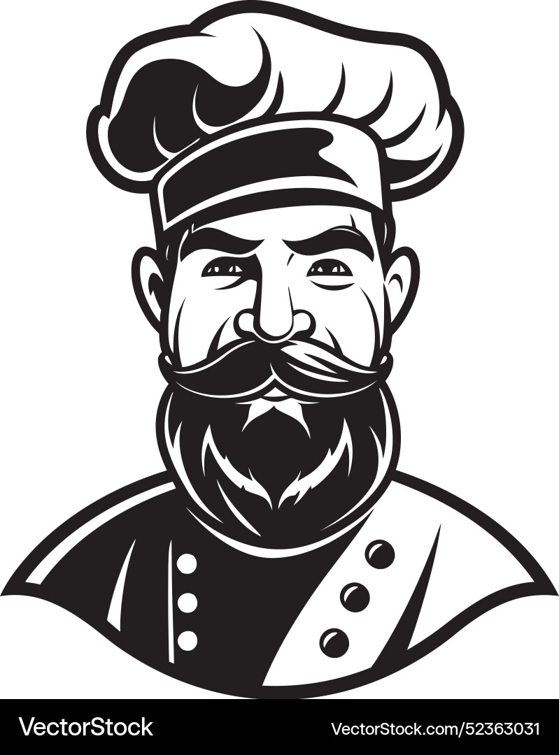 Chef head iconsvintage style art Royalty Free Vector Image