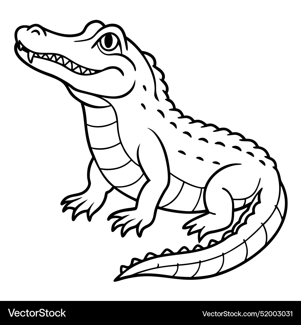 Common caiman alligator sits icon Royalty Free Vector Image