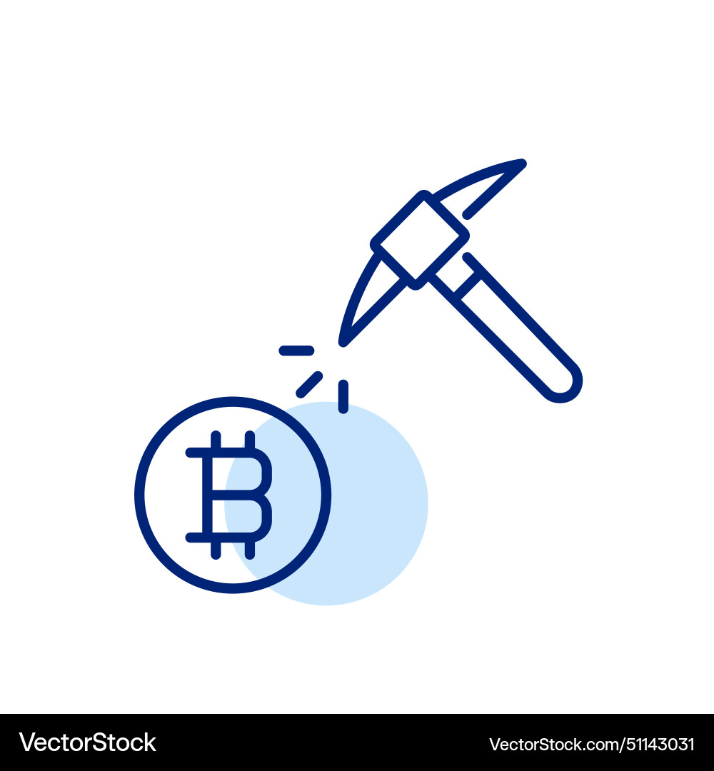 Crypto mining instrument pickaxe alongside Vector Image