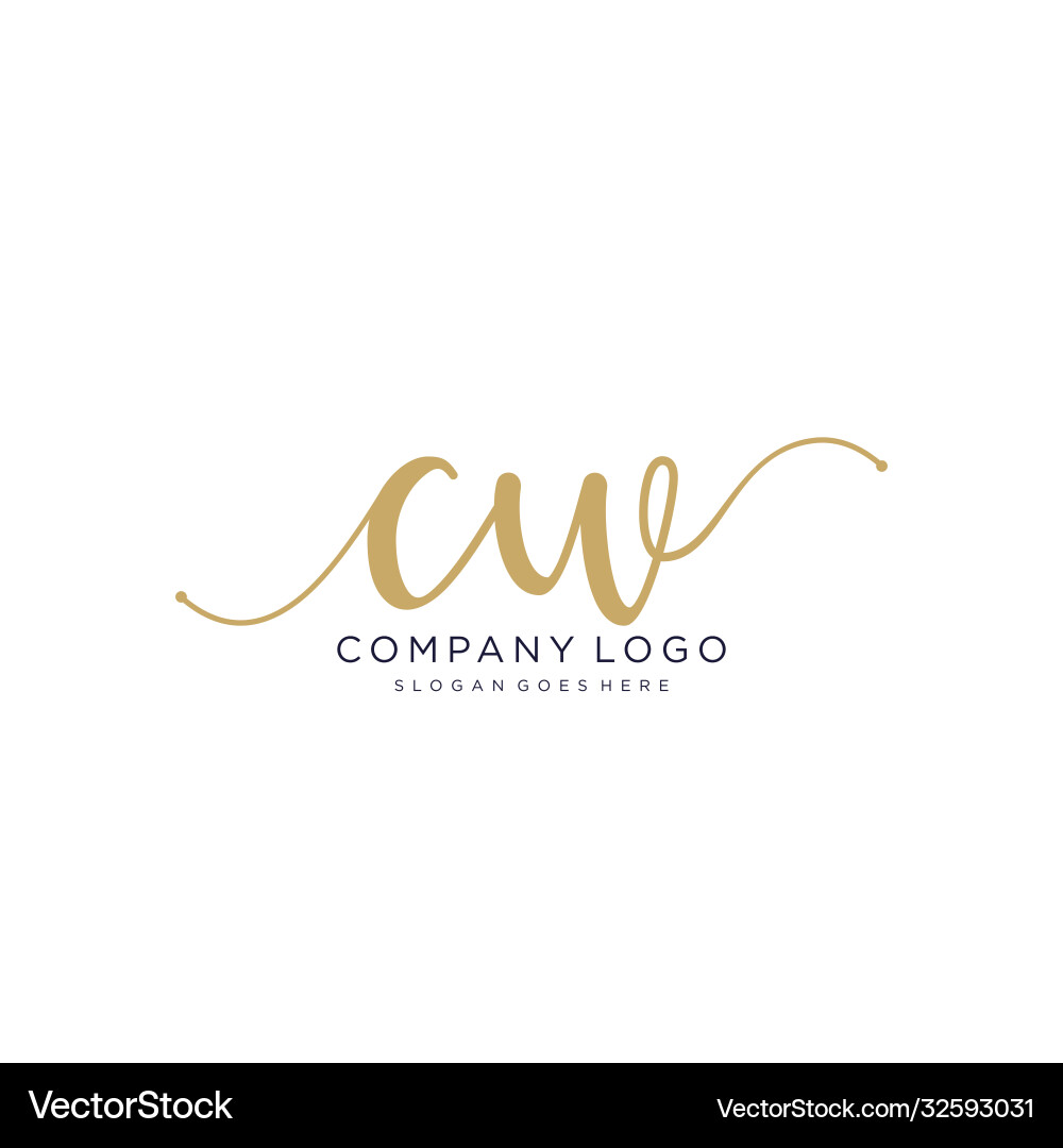 Cw initial handwriting logo design Royalty Free Vector Image