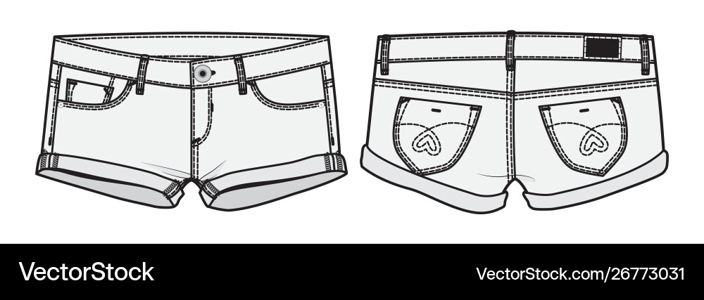 Front and back view short shorts Royalty Free Vector Image