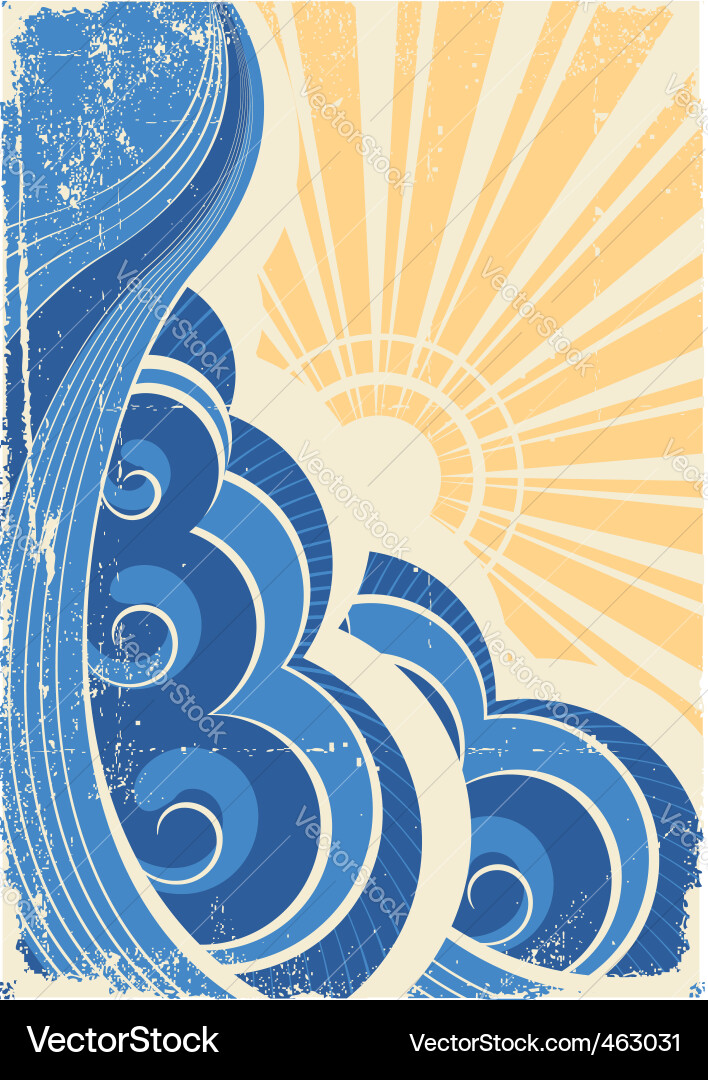 Grunge waves background Royalty Free Vector Image