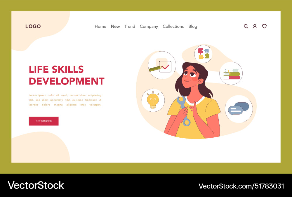 Life skills development concept flat Royalty Free Vector
