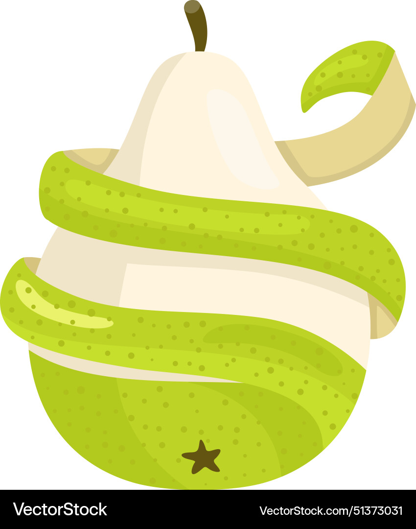 Peeled half fresh green pear Royalty Free Vector Image