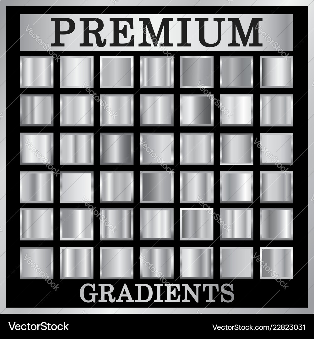 Silver gradient backgrounds set Royalty Free Vector Image