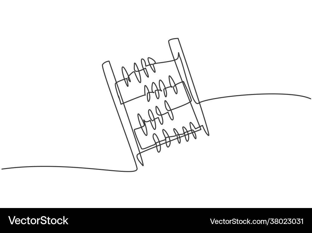 Single one line drawing abacus tool Royalty Free Vector