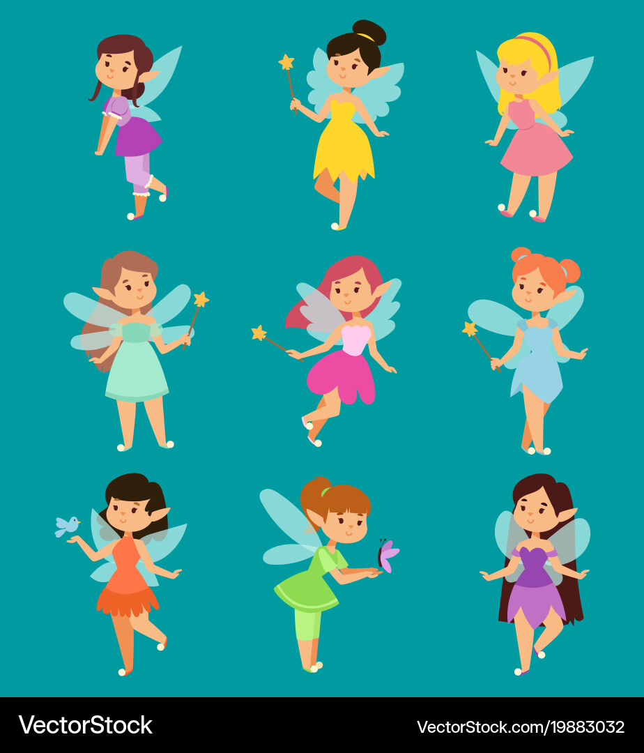 Cute Fairy Princesses Royalty Free Vector Image