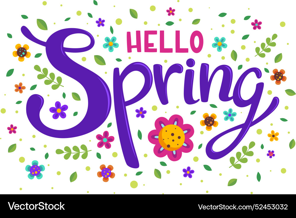 Flat floral spring lettering Royalty Free Vector Image